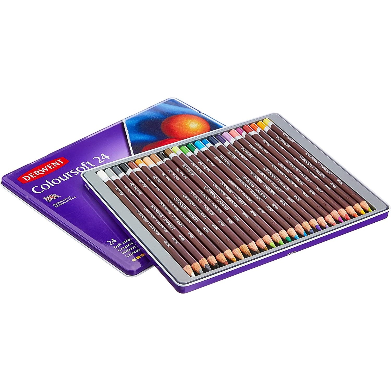 Derwent Coloursoft 24 Colouring Pencils Tin Set
