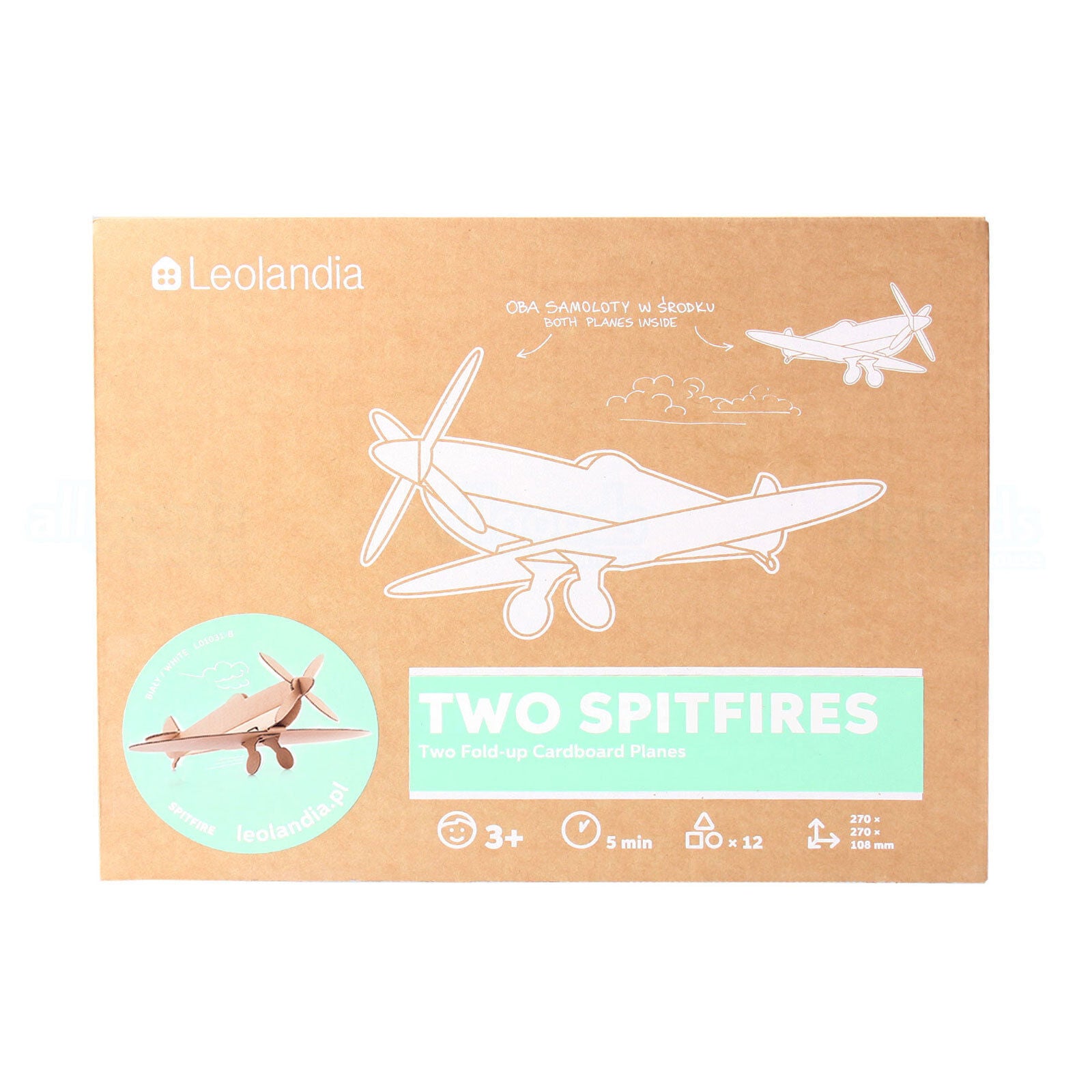 Leolandia Fold-up Cardboard 2 x Spitfire Planes DIY 3D Model Building