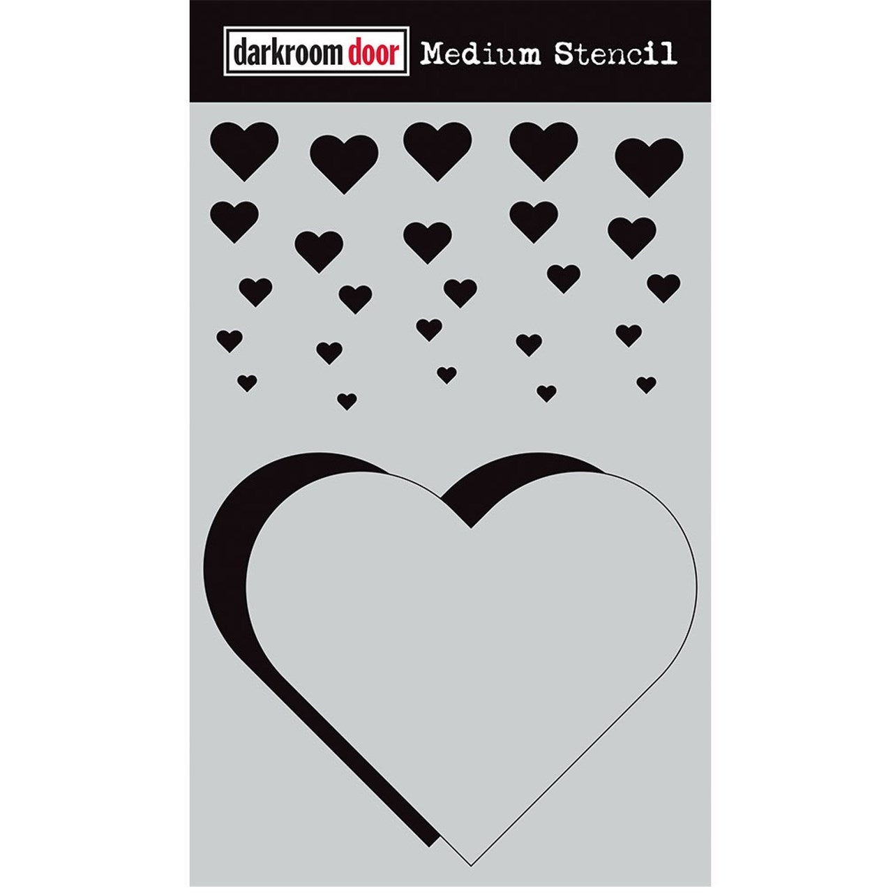 Darkroom Door Medium Stencil Cascading Hearts