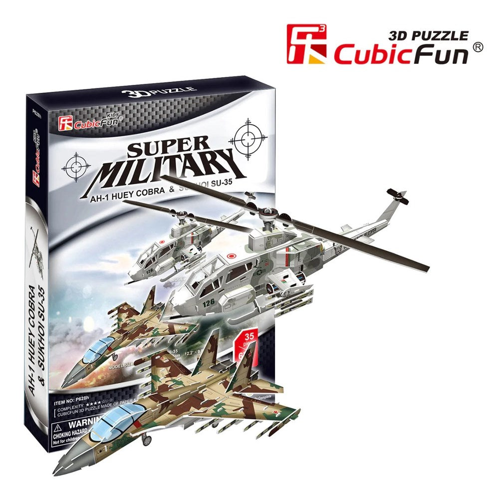 Cubic Fun AH-1 Huey Cobra & Sukhoi Su-35 Planes 3D Puzzle Model Buildi