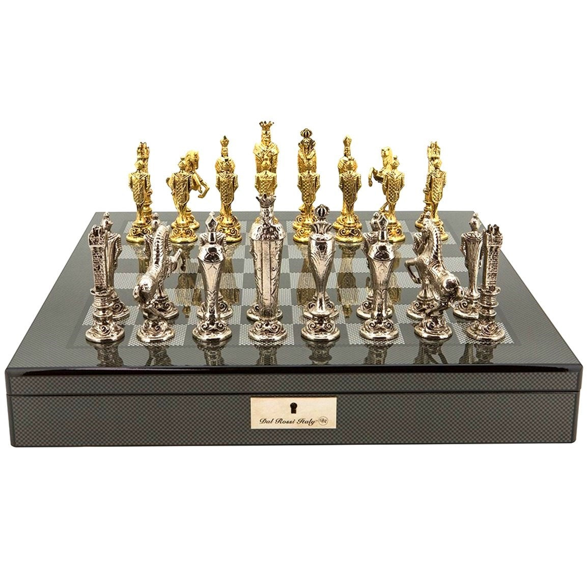 Dal Rossi Italy Renaissance Chess Set with 50cm Carbon Fibre Finish Ch