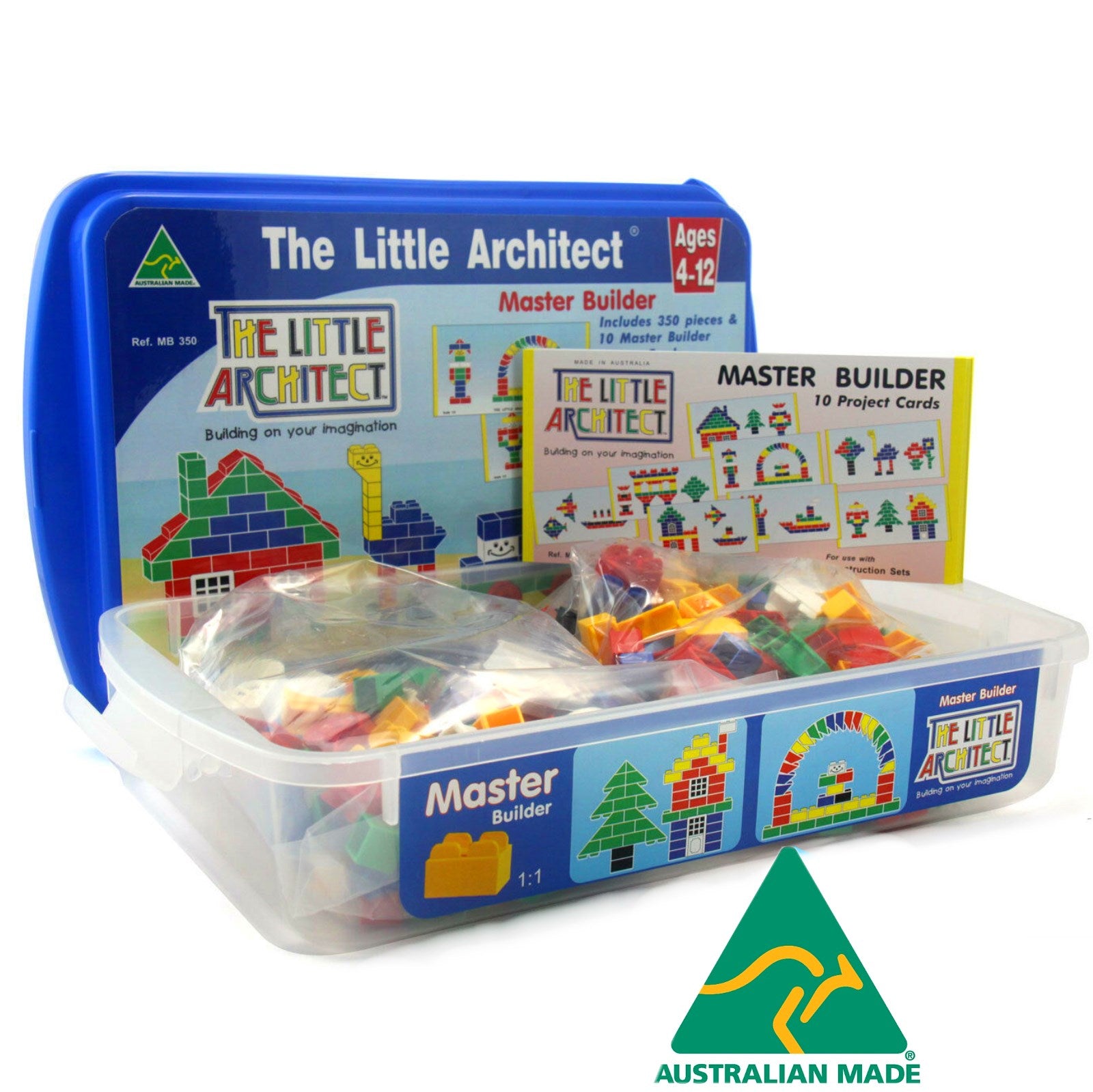 The Little Architect Kids Building Blocks Set 350pcs Master Builder Bo