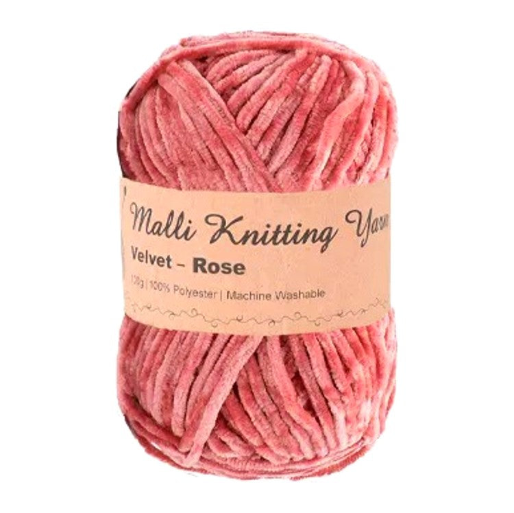 Malli Knitting 100g Velvet Yarn Rose